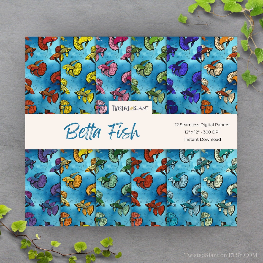 Betta Fish Digital Paper | INSTANT DOWNLOAD | Fighting Fish | Seamless ...