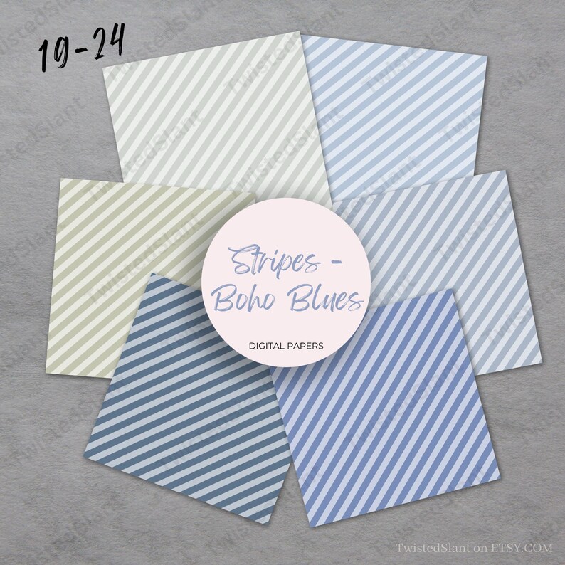 Blue Stripe Digital Paper | INSTANT DOWNLOAD | Striped Background ...