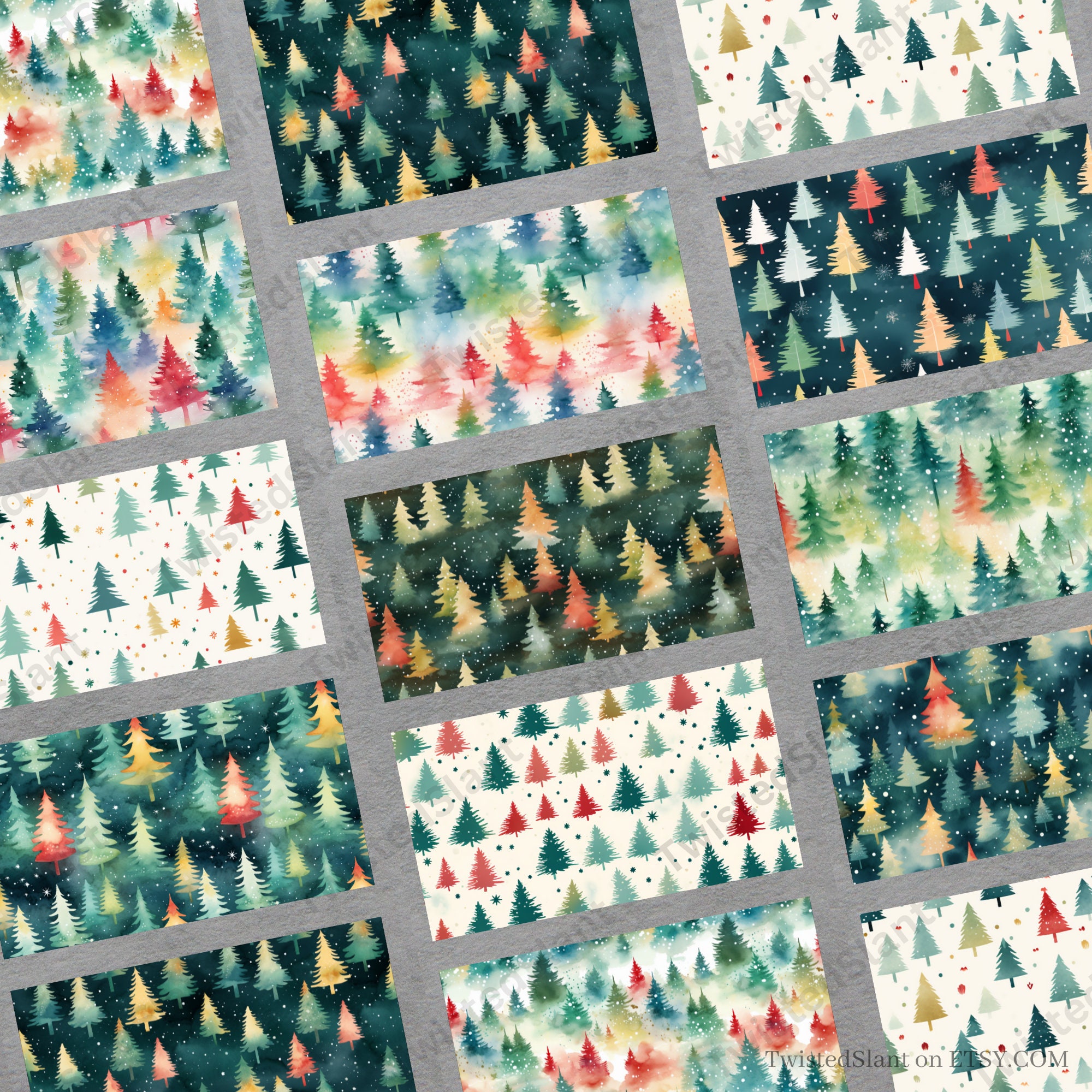 Christmas Tree Digital Papers INSTANT DOWNLOAD Christmas - Etsy