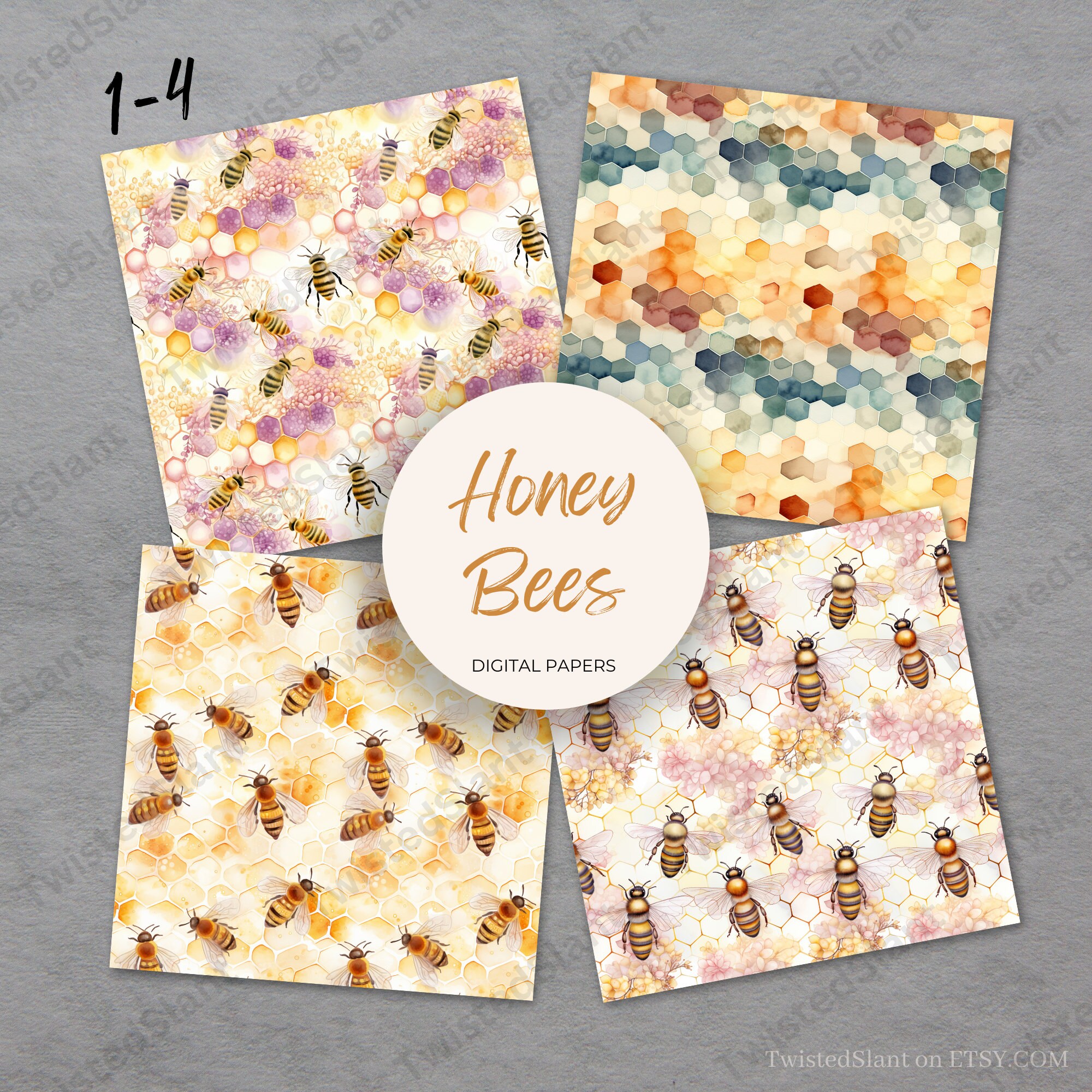 Honey Bee Digital Paper Seamless Pattern INSTANT DOWNLOAD Bee Digital ...