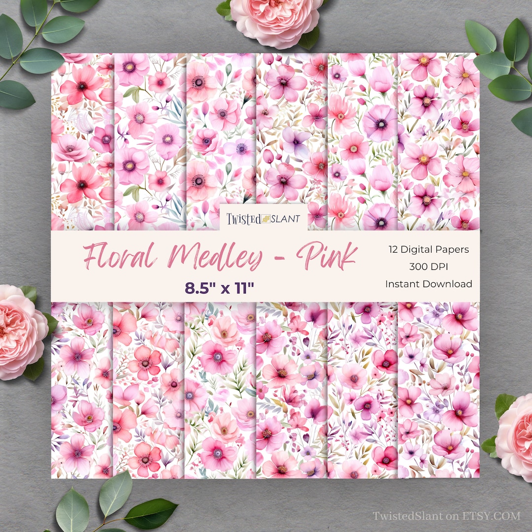 Spring Floral Medley Digital Paper | INSTANT DOWNLOAD | Watercolor ...