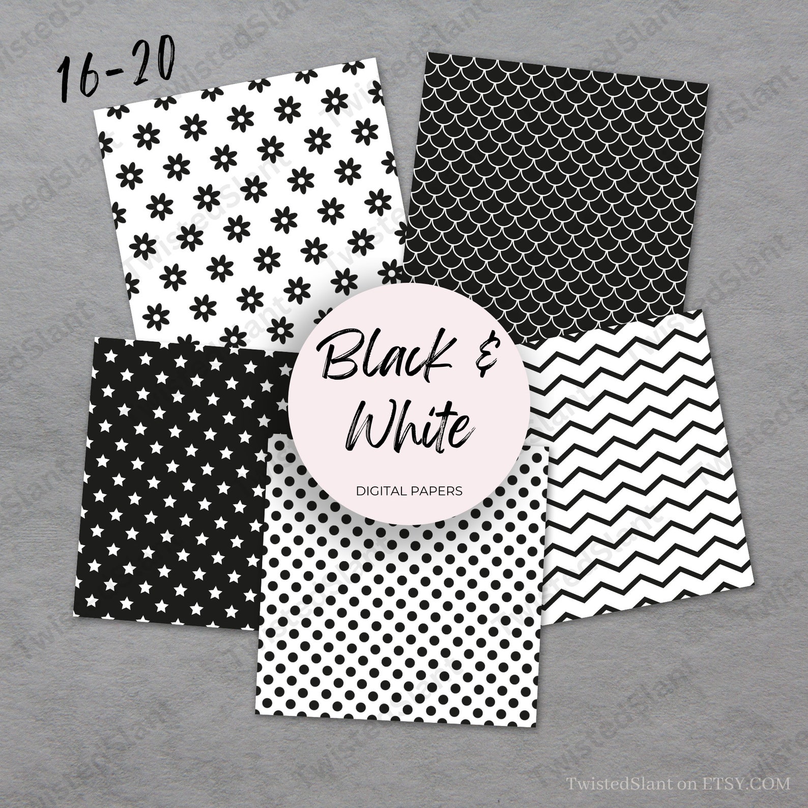 Black and White Digital Paper Pack | INSTANT DOWNLOAD | Seamless ...