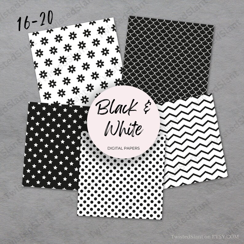 Black and White Digital Paper Pack | INSTANT DOWNLOAD | Seamless ...