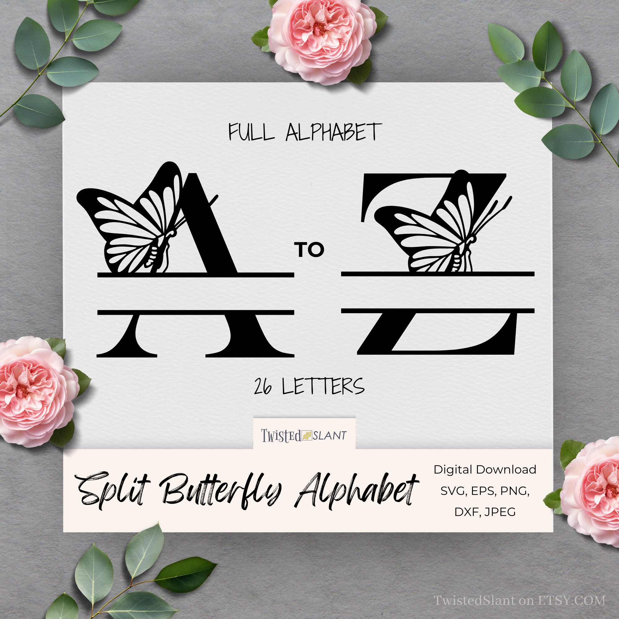 Split Butterfly Svg INSTANT DOWNLOAD Butterfly Alphabet Split Letter ...