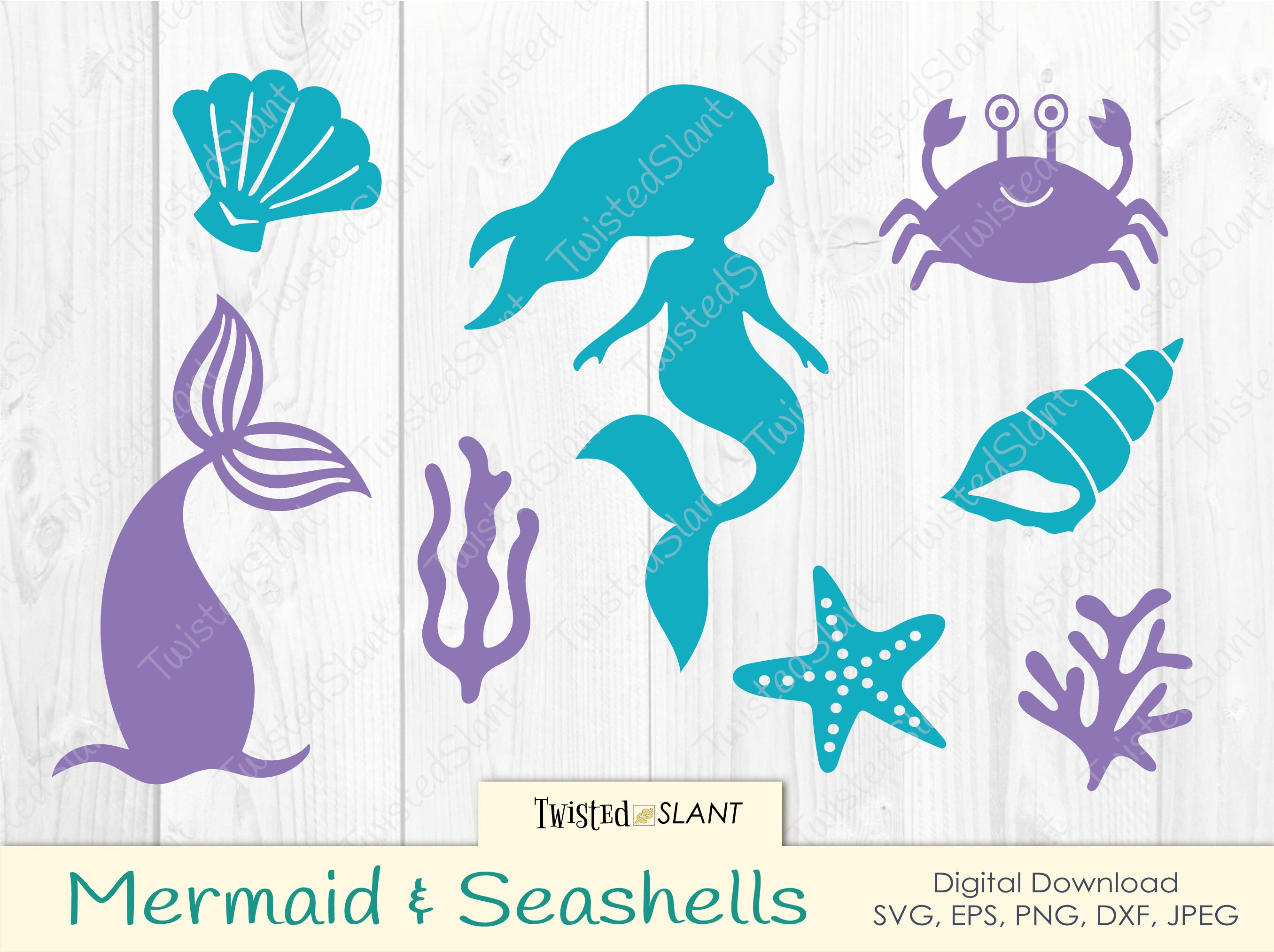 Mermaid Svg Seashell Svg Mermaid Tail Svg Crab Svg - Etsy