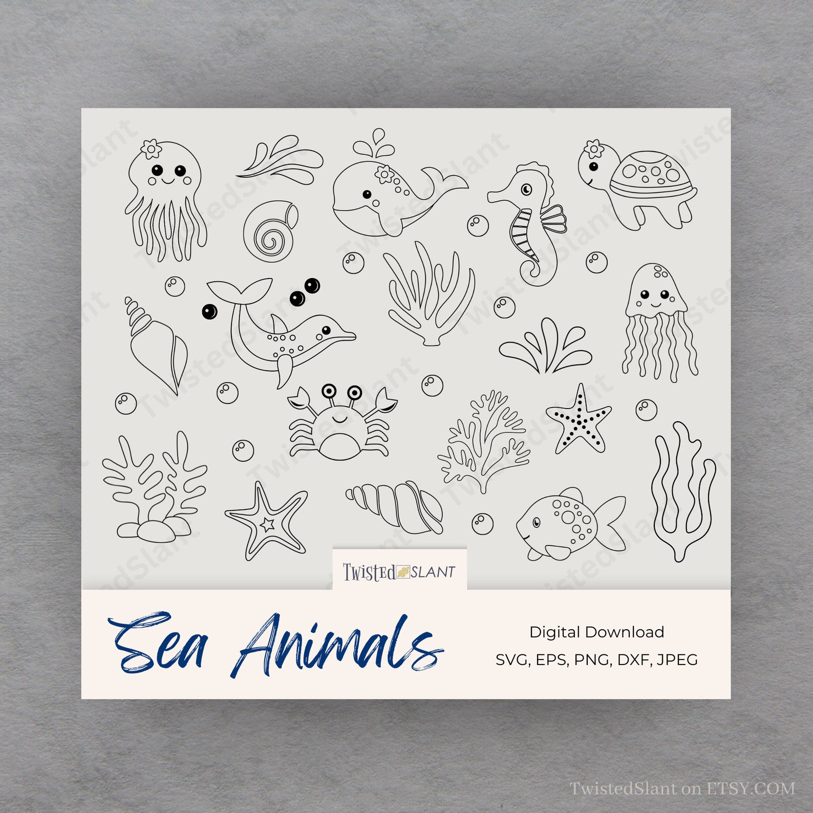 Sea Animals Svg, Sea Creatures Svg Octopus Svg, Sea Turtle Svg, Crab ...