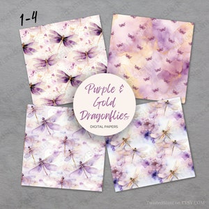 Watercolor Dragonfly Digital Paper | INSTANT DOWNLOAD | Dragonfly Digital Paper | Seamless ...