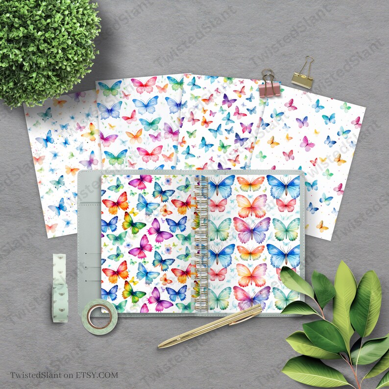 Bright Butterflies Digital Paper INSTANT DOWNLOAD Butterfly Digital ...