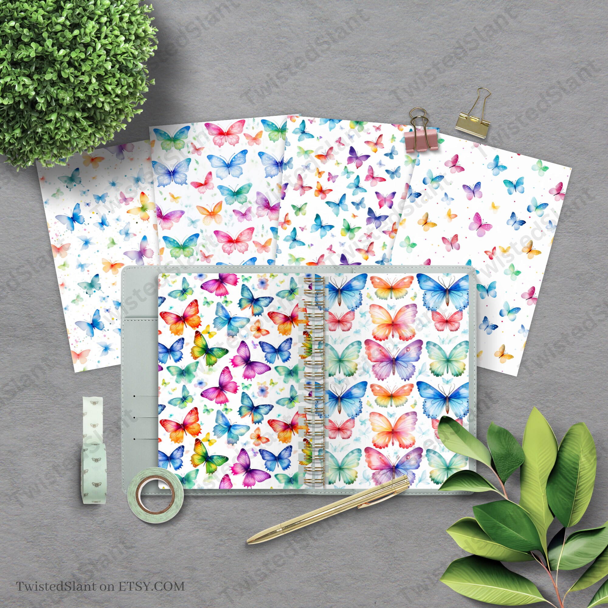 Bright Butterflies Digital Paper INSTANT DOWNLOAD Butterfly Digital ...