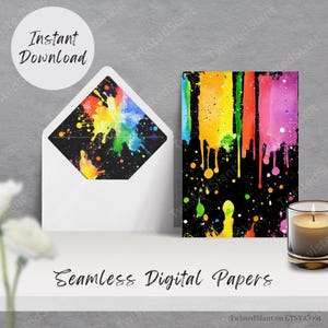 Scrapbook Paper Digital Rainbow Paint Splatter | INSTANT DOWNLOAD ...