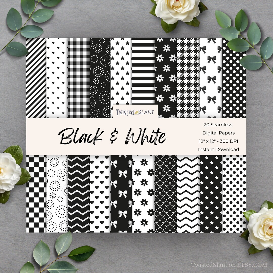 Black and White Digital Paper Pack | INSTANT DOWNLOAD | Seamless ...