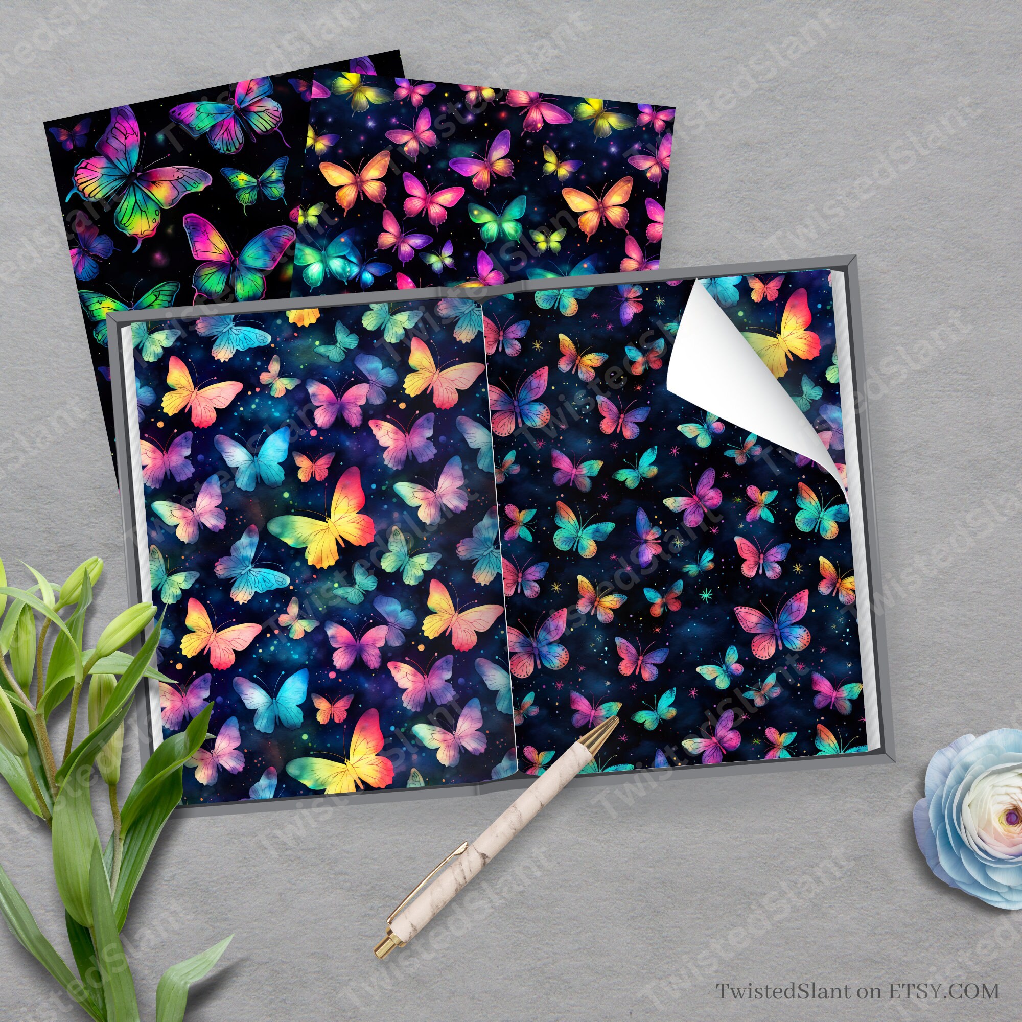 Bright Butterflies Digital Paper INSTANT DOWNLOAD Butterfly Digital ...