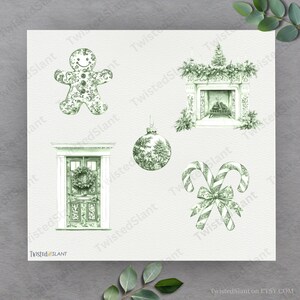 Christmas Toile Clipart Holiday | INSTANT DOWNLOAD | Green Toile ...
