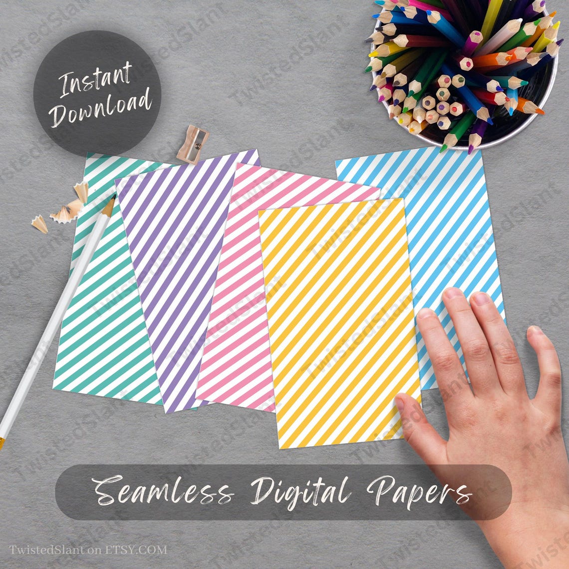 Diagonal Stripes Digital Paper | INSTANT DOWNLOAD | Striped Background ...