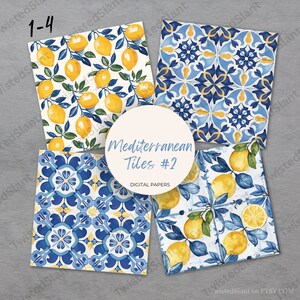 Mediterranean Tiles Digital Paper | INSTANT DOWNLOAD | Mediterranean ...