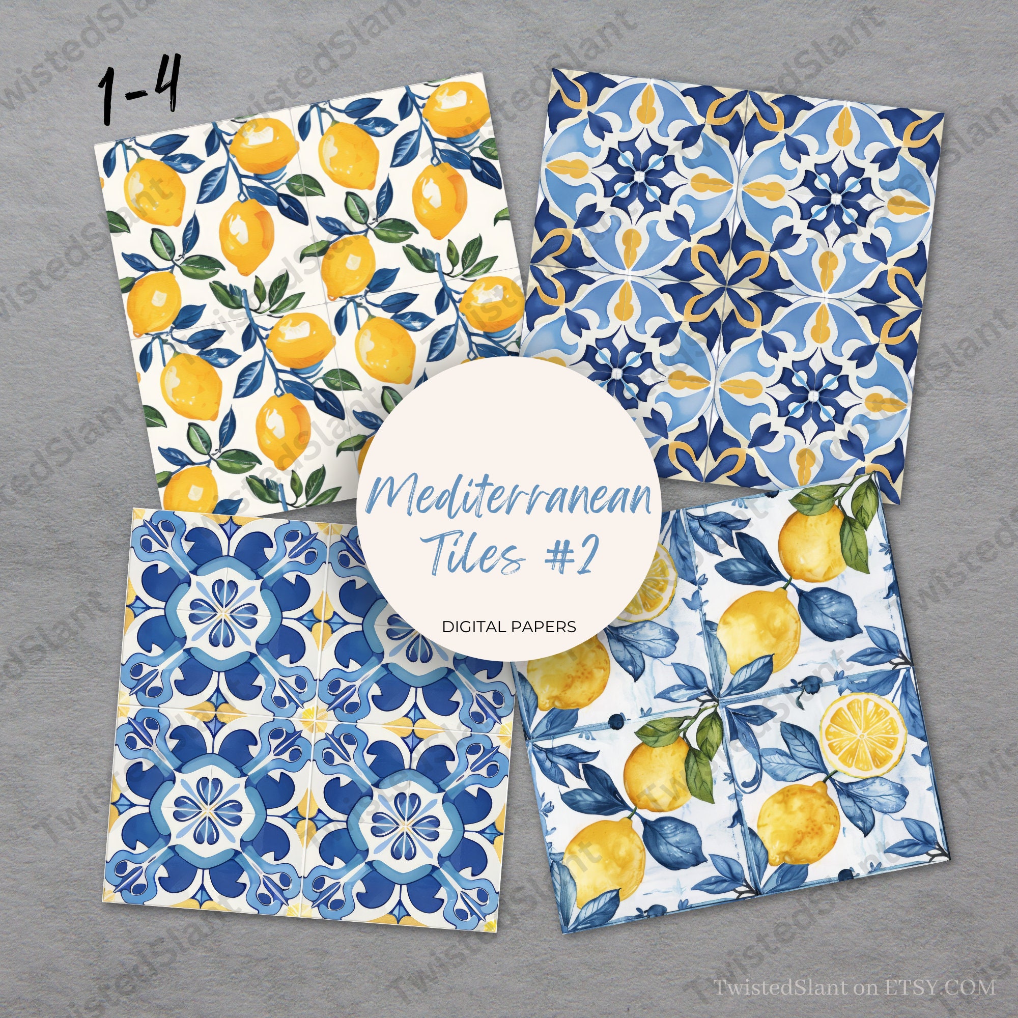 Mediterranean Tiles Digital Paper | INSTANT DOWNLOAD | Mediterranean ...