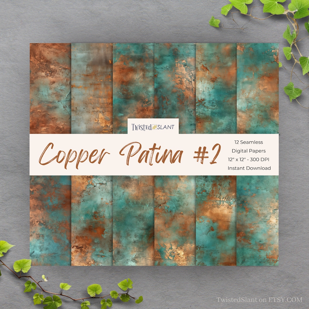 Digital Paper Copper Patina | INSTANT DOWNLOAD | Rustic Digital Paper ...