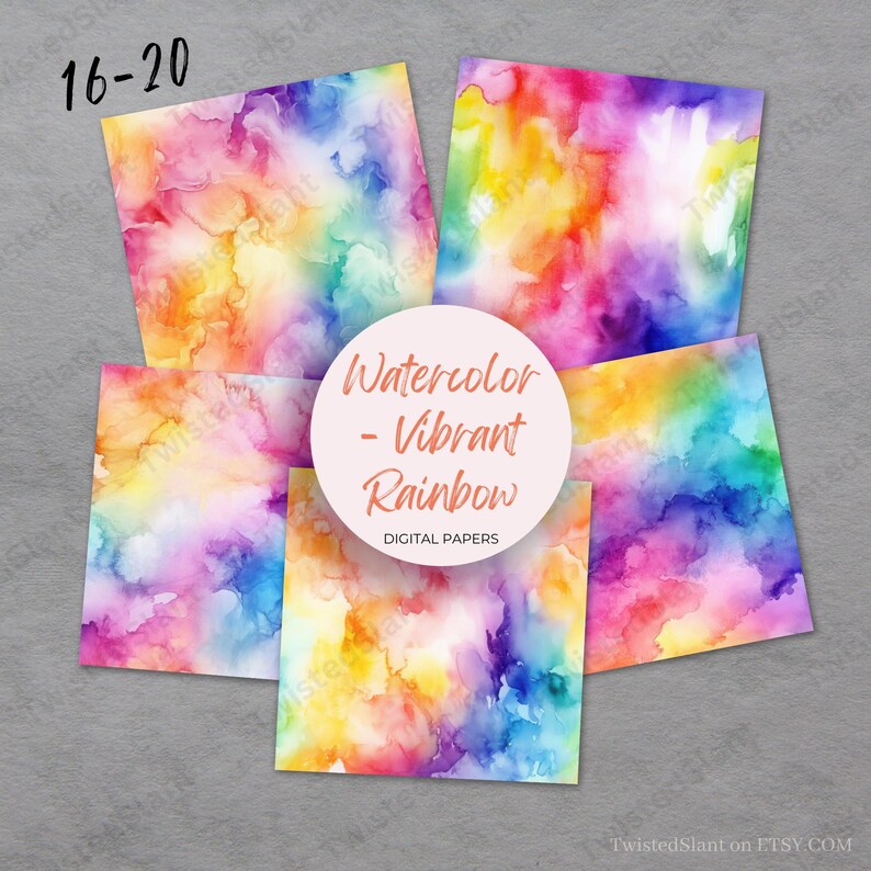 Watercolor Digital Paper Rainbow Colors Gradient | INSTANT DOWNLOAD ...