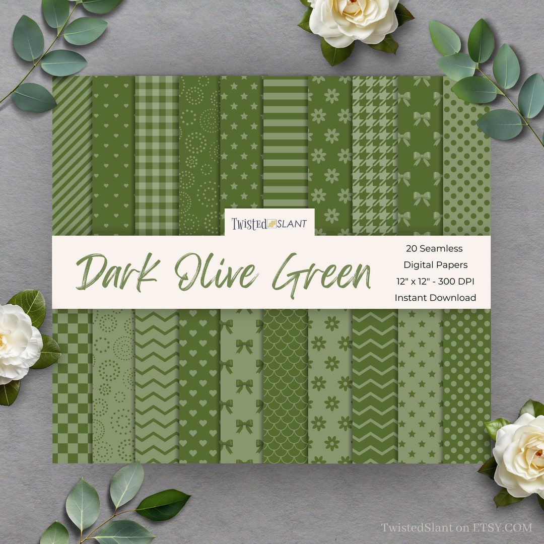 Olive Green Digital Paper | INSTANT DOWNLOAD | Seamless Geometric ...