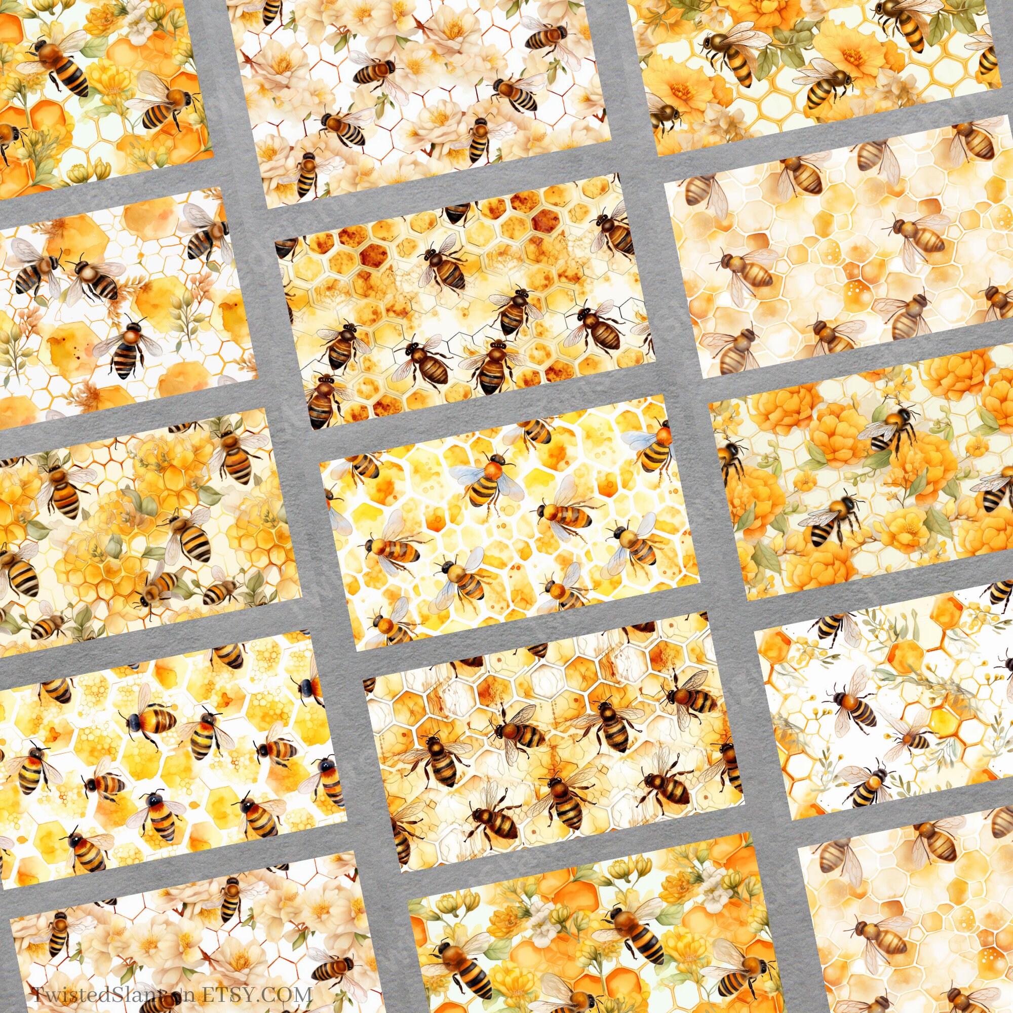 Honey Bee Digital Paper Seamless Pattern INSTANT DOWNLOAD Bee Digital ...