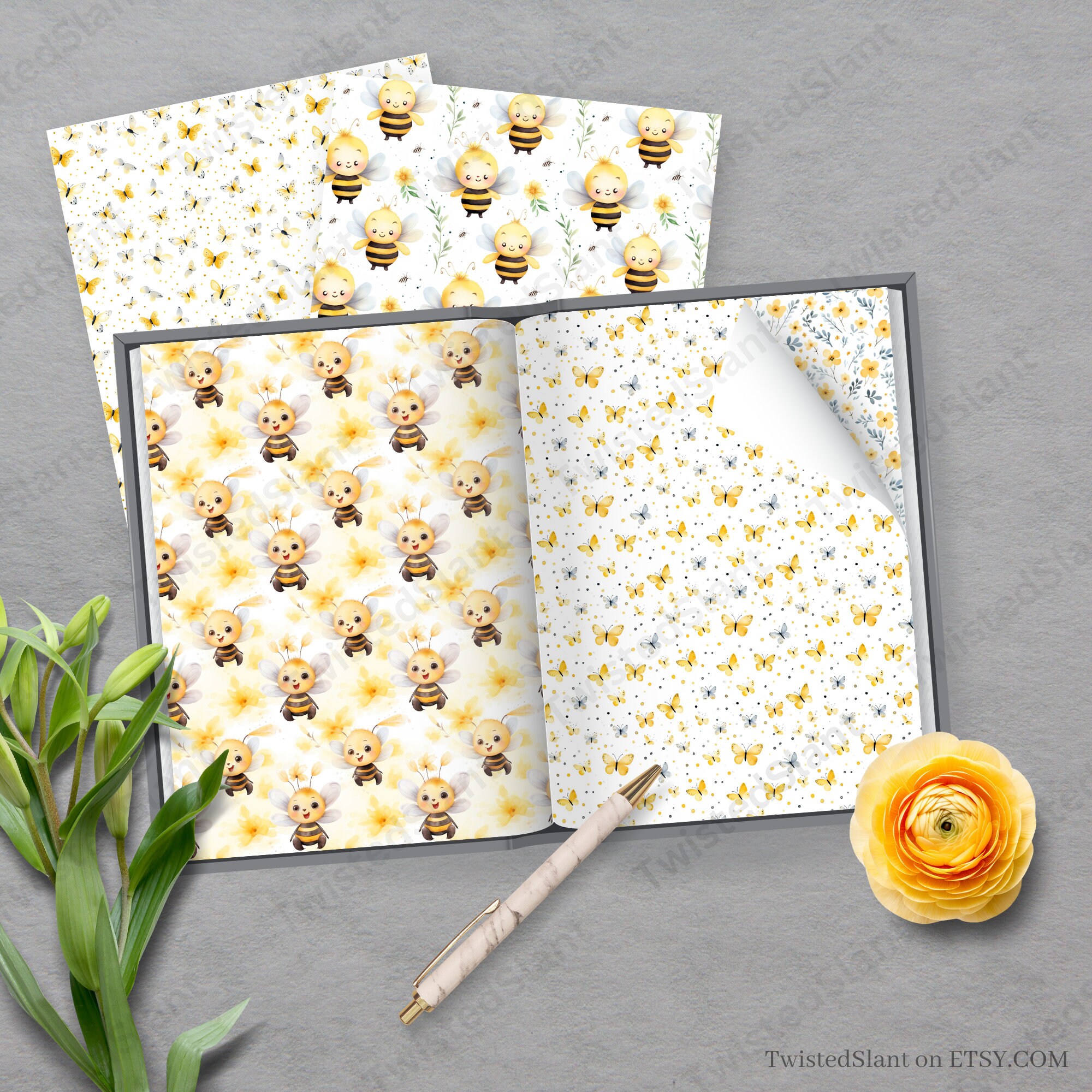 Honey Bee Digital Paper Seamless Pattern INSTANT DOWNLOAD Bee Digital ...