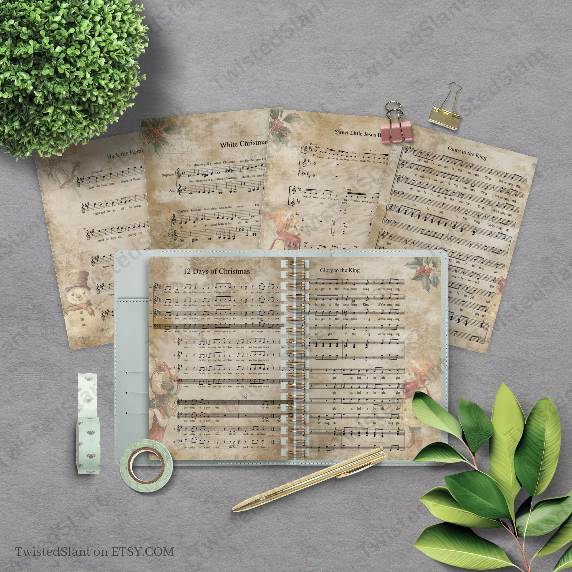 Christmas Sheet Music Digital Paper | INSTANT DOWNLOAD | Digital ...