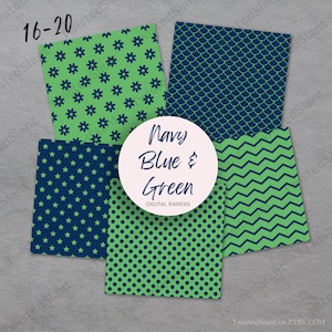Navy and Green Geometric Digital Paper: Seamless Patterns (digital ...
