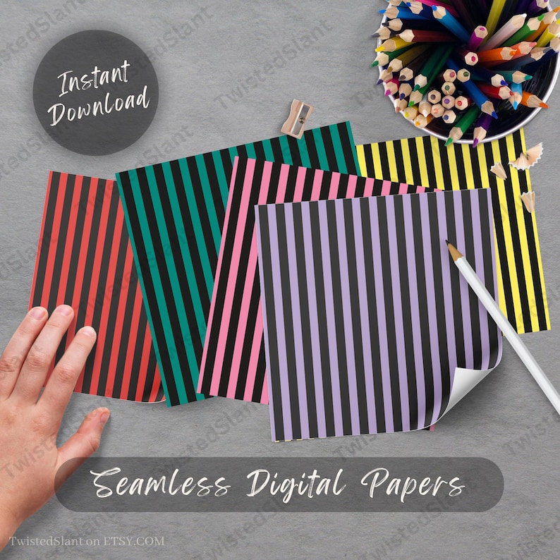 Vertical Stripes Digital Paper | INSTANT DOWNLOAD | Striped Background ...