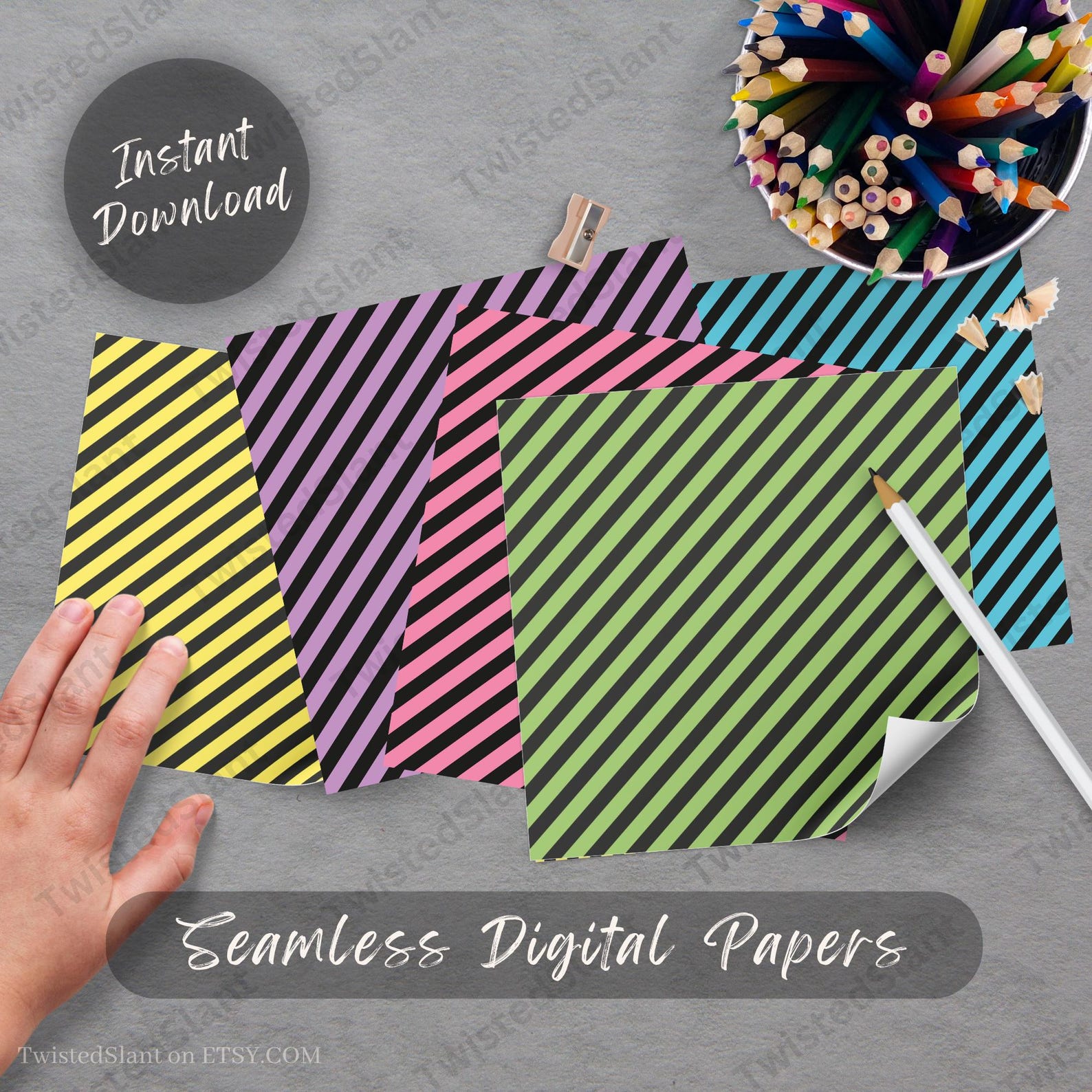 Diagonal Stripes Digital Paper | INSTANT DOWNLOAD | Striped Background ...