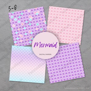 Mermaid Digital Paper, Mermaid Tail Clipart, Seamless Papers, Mermaid ...