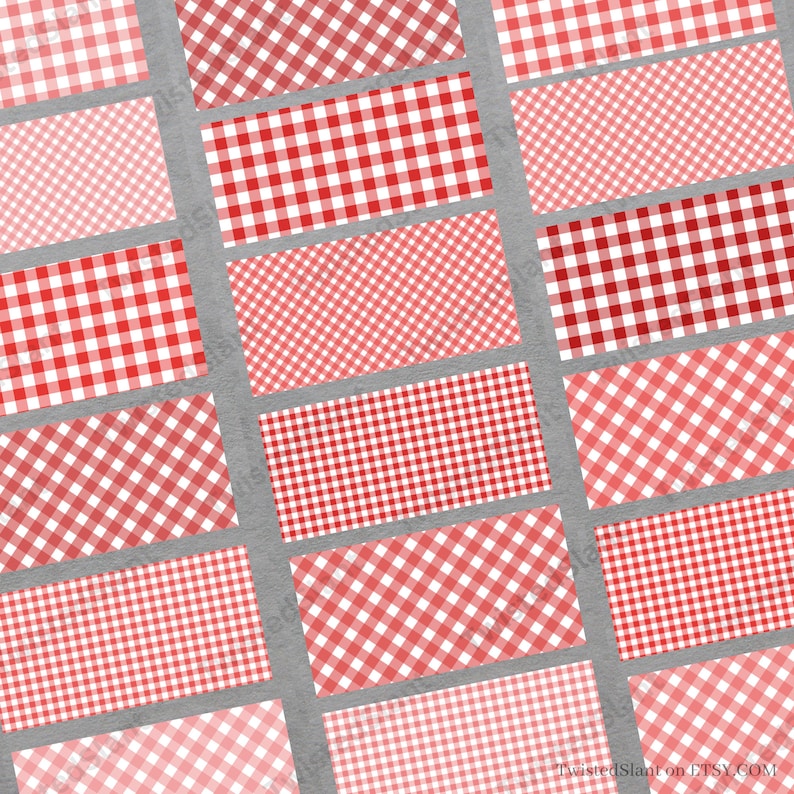 Red and White Gingham Digital Paper INSTANT DOWNLOAD Gingham Pattern ...