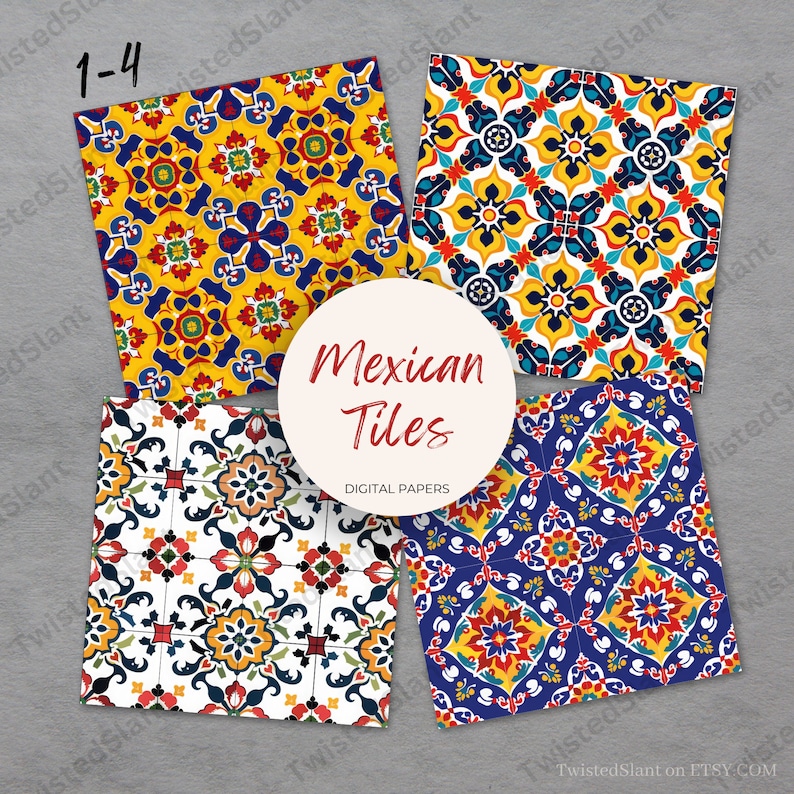 Mexican Tile Digital Paper | INSTANT DOWNLOAD | Mexican Tile Pattern ...
