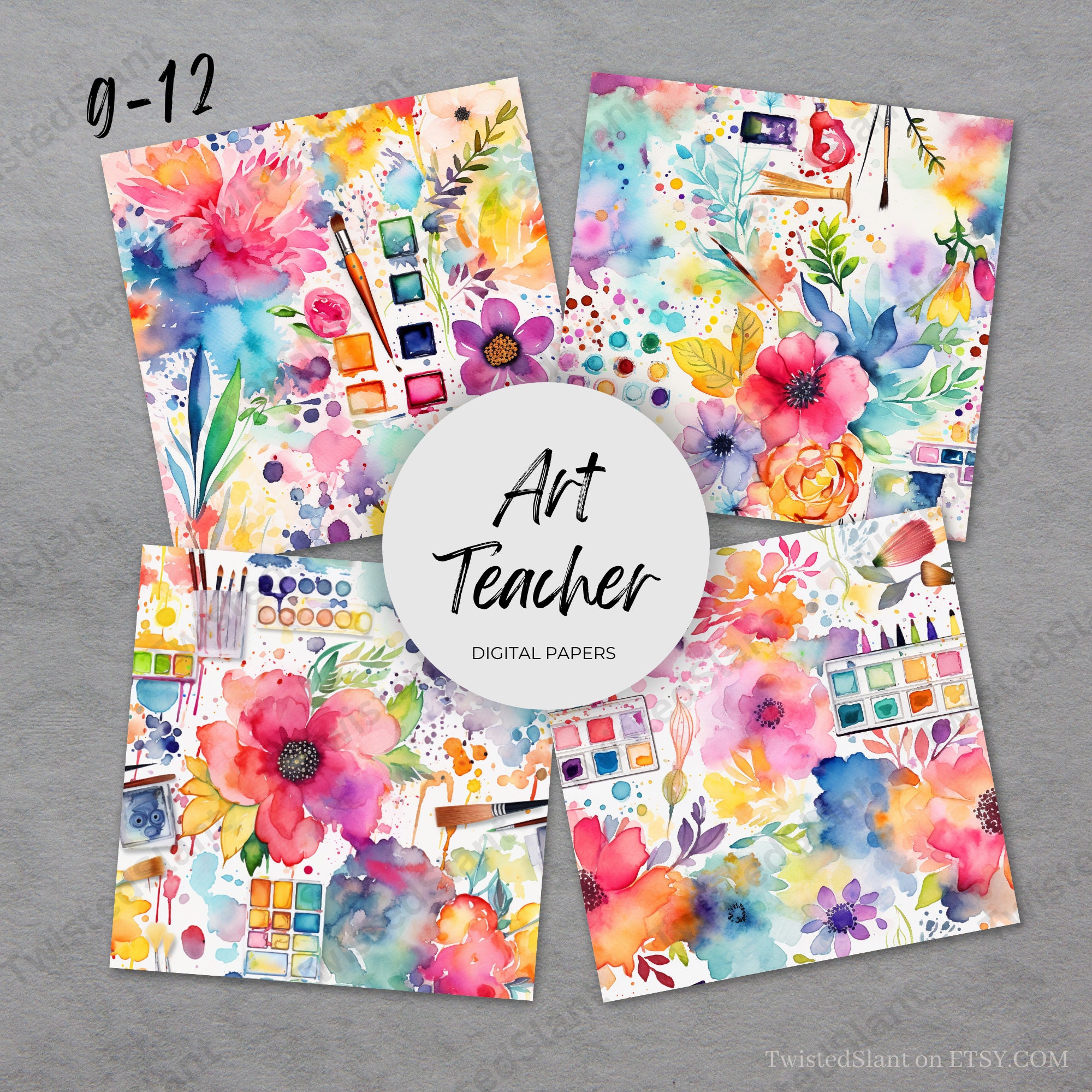 Art Teacher Digital Paper INSTANT DOWNLOAD Seamless Papers - Etsy
