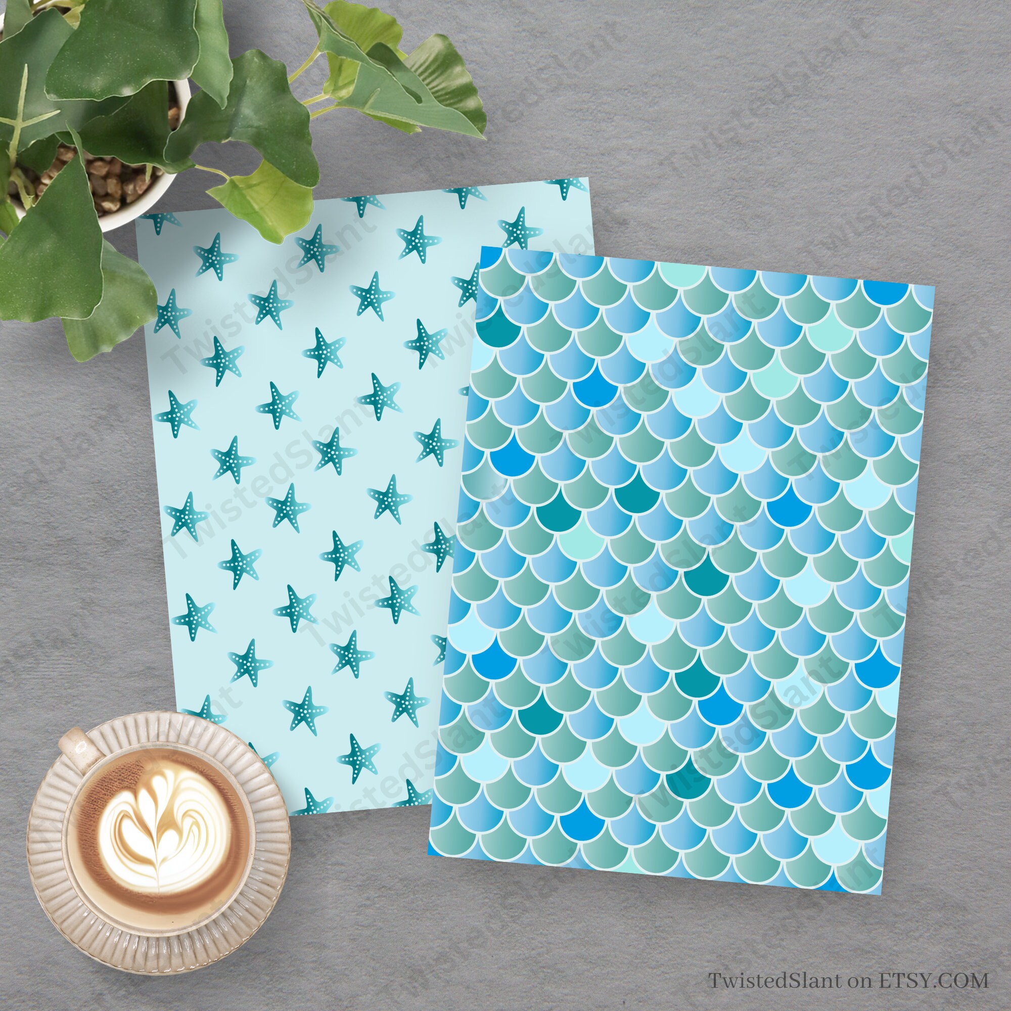 Sea Green Mermaid Scales Digital Paper: 12x12 Seamless (digital ...