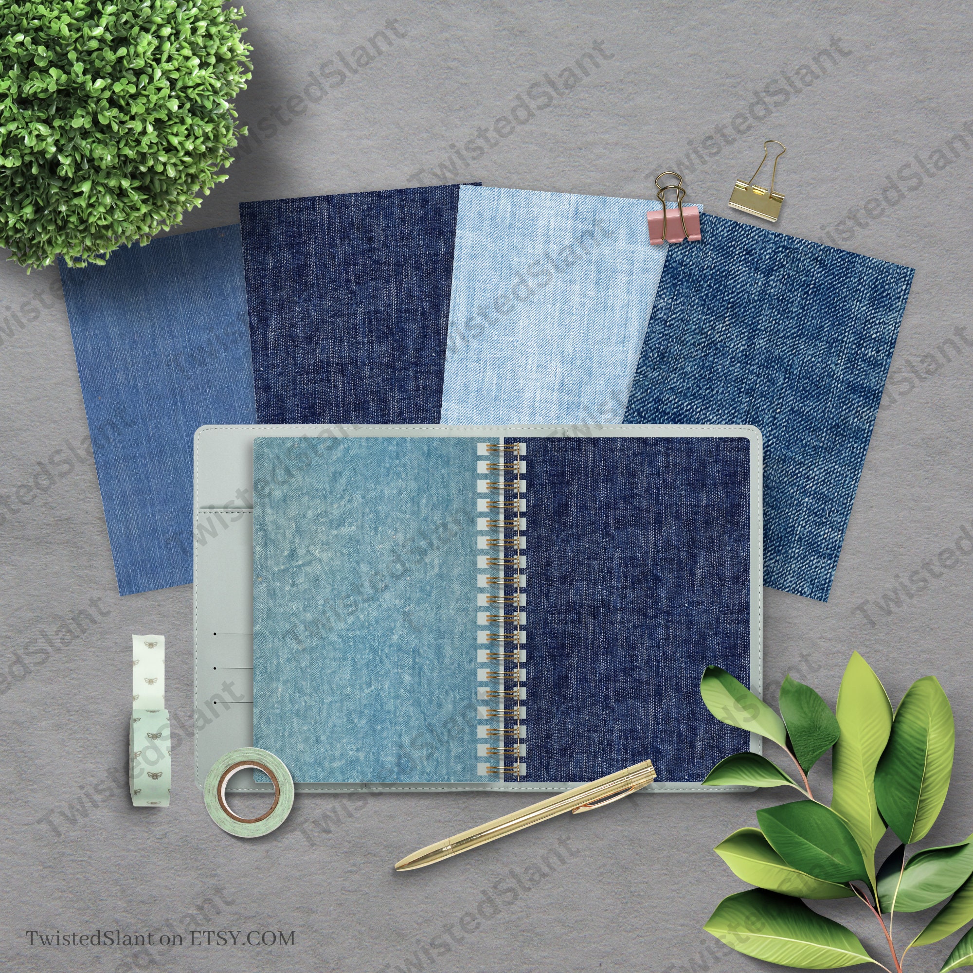 Denim Digital Paper INSTANT DOWNLOAD Fabric Junk Journal Jeans Digital ...