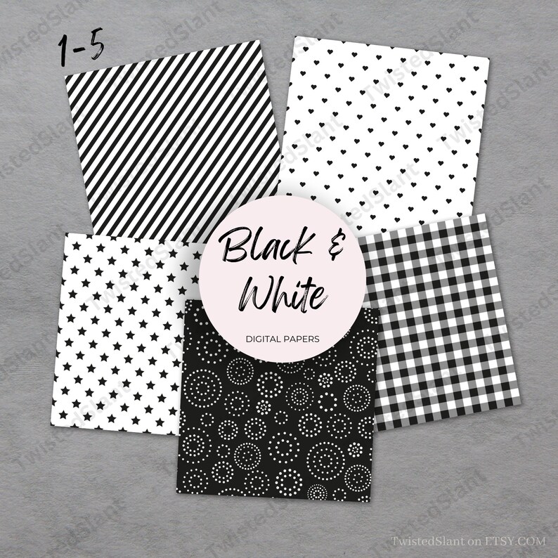 Black and White Digital Paper Pack | INSTANT DOWNLOAD | Seamless ...