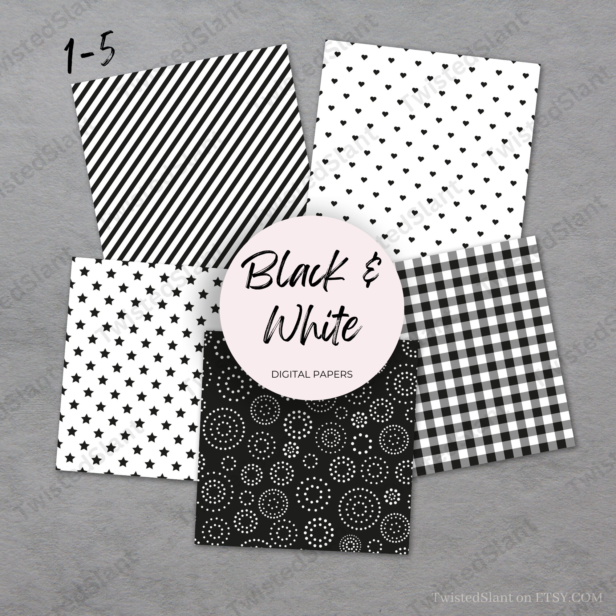 Black and White Digital Paper Pack | INSTANT DOWNLOAD | Seamless ...