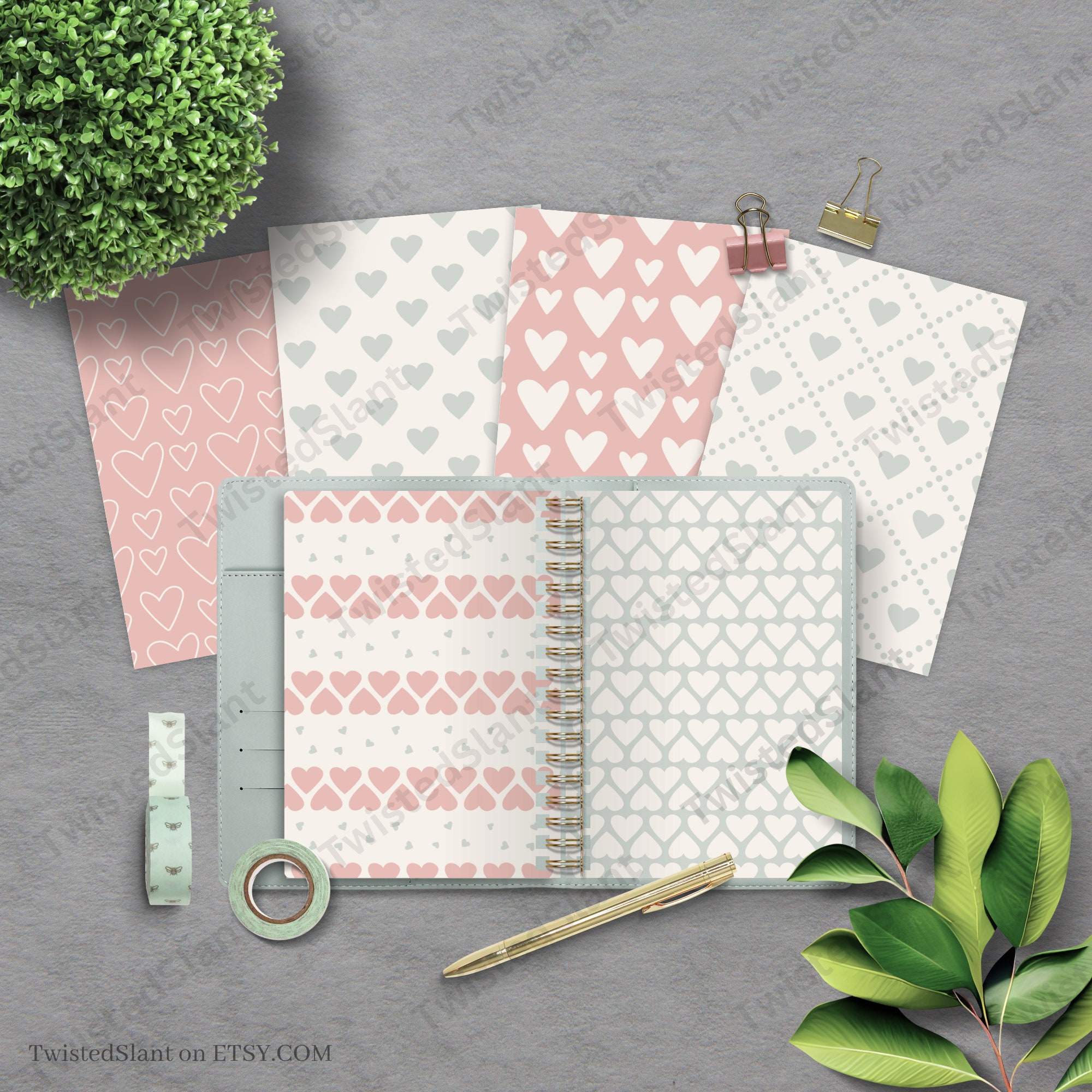 Heart Digital Paper, Seamless Papers, Heart Background, Loveheart ...