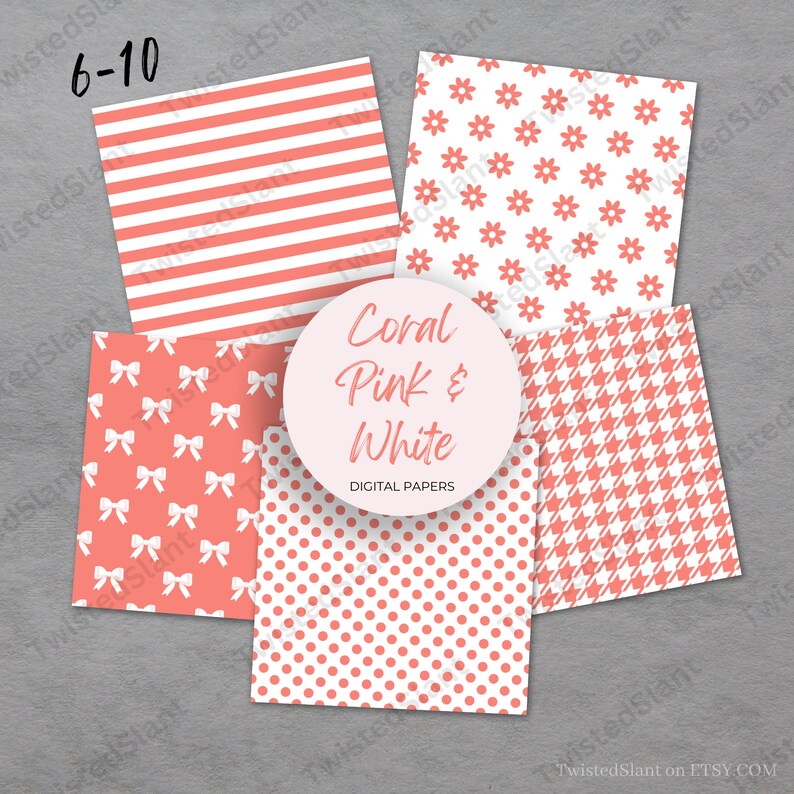 Coral Pink Digital Papers | INSTANT DOWNLOAD | Seamless Geometric ...