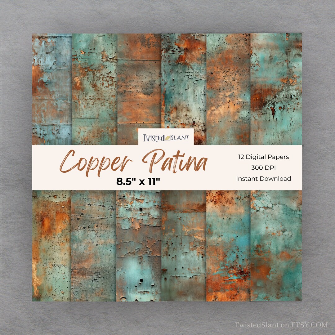 Digital Paper Copper Patina | INSTANT DOWNLOAD | Rustic Digital Paper ...