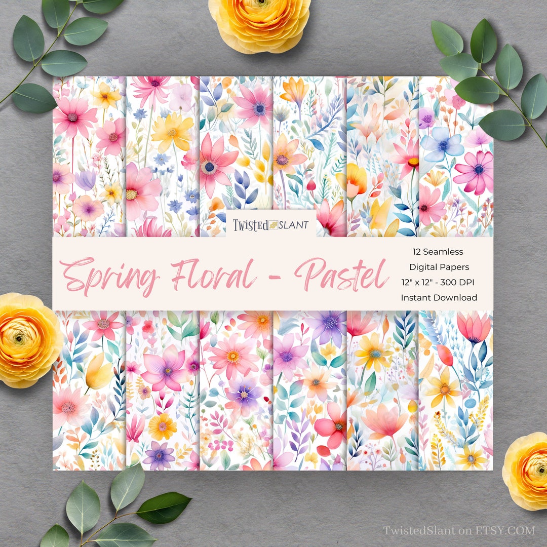 Spring Floral Medley Digital Paper | INSTANT DOWNLOAD | Watercolor ...