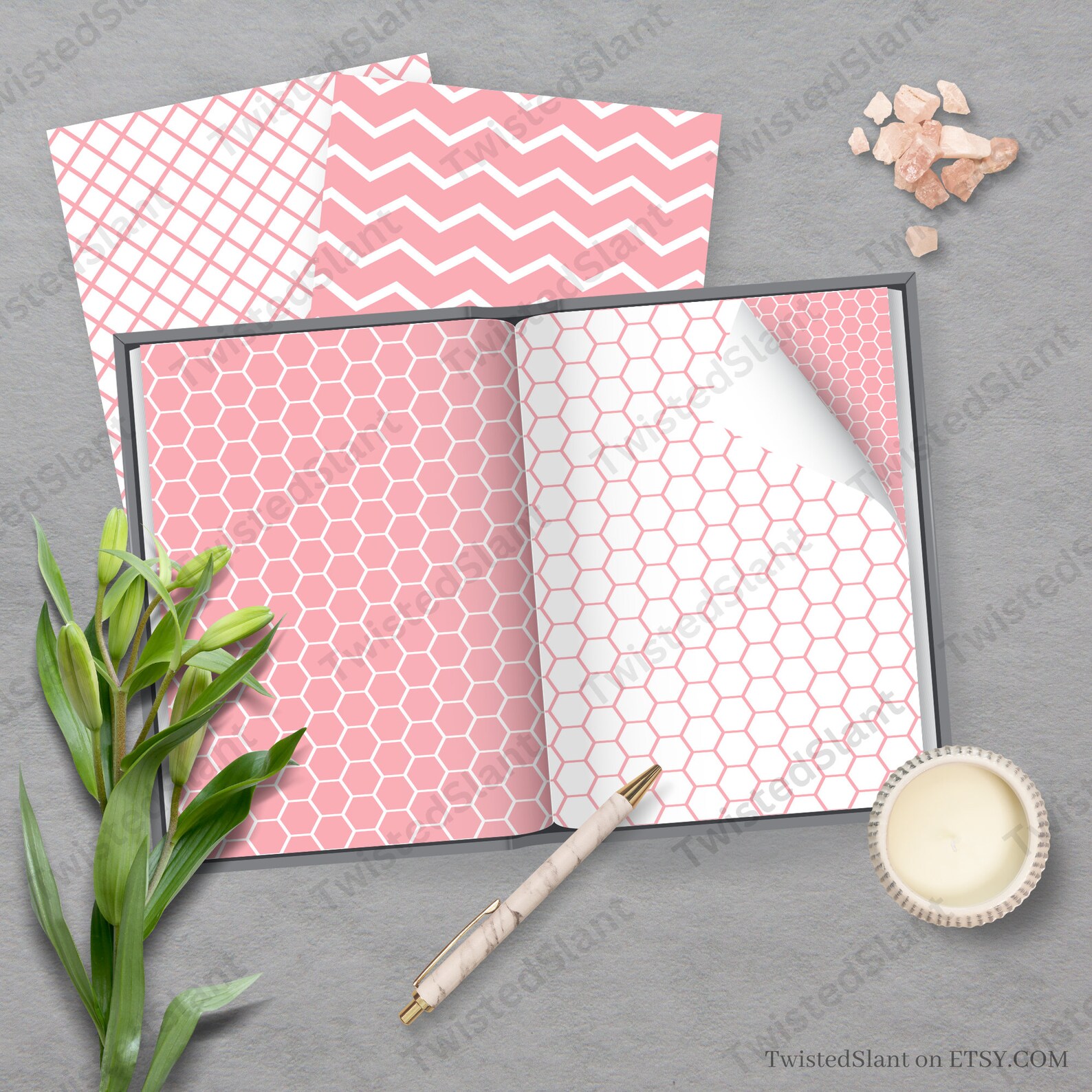 Pink Digital Paper INSTANT DOWNLOAD Seamless Papers Pink Junk Journal ...