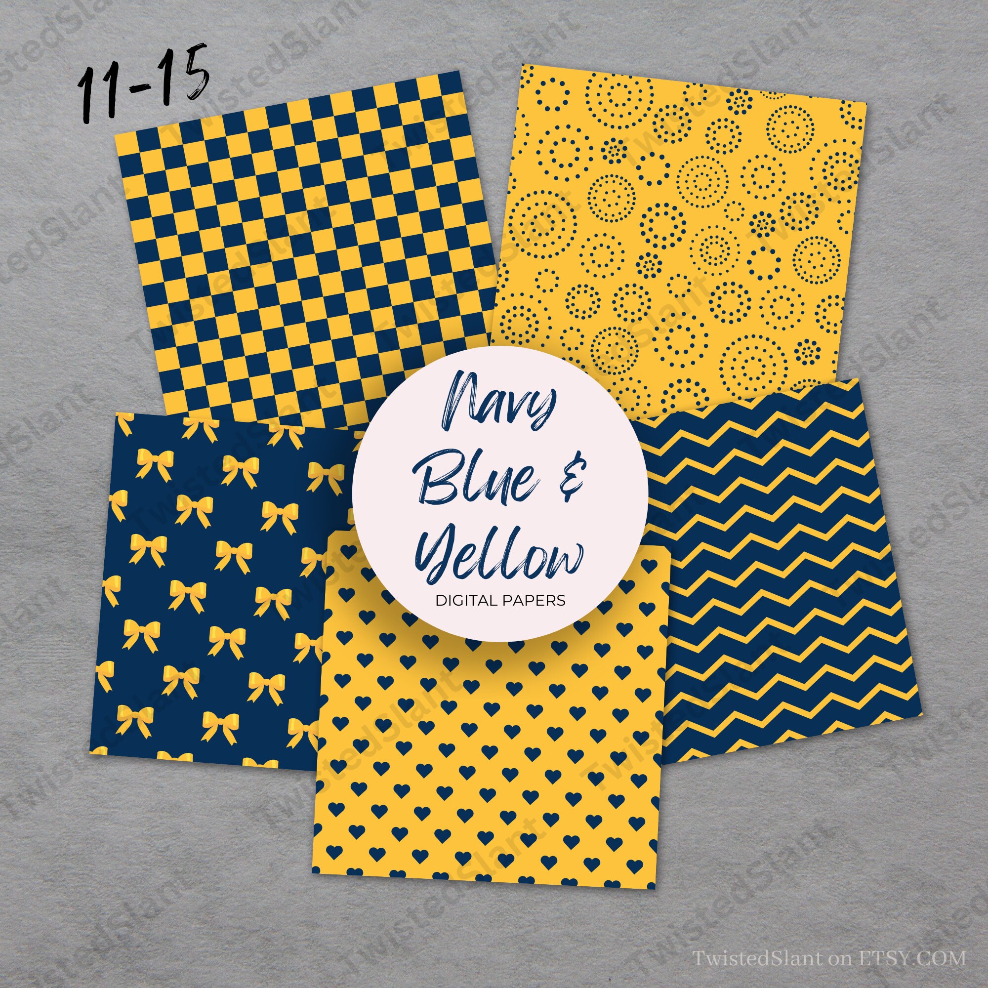 Navy Blue and Yellow Digital Paper | INSTANT DOWNLOAD | Seamless ...