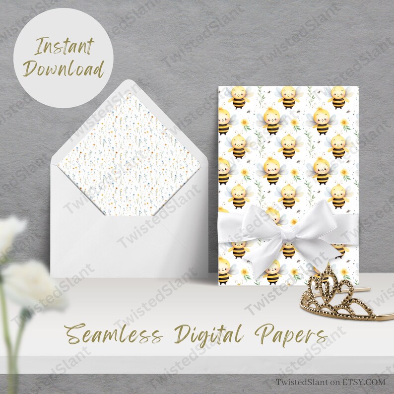 Honey Bee Digital Paper Seamless Pattern | INSTANT DOWNLOAD | Bee ...