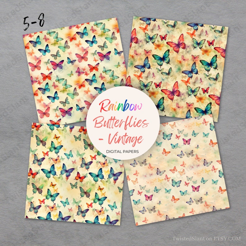 Bright Butterflies Digital Paper INSTANT DOWNLOAD Butterfly Digital ...