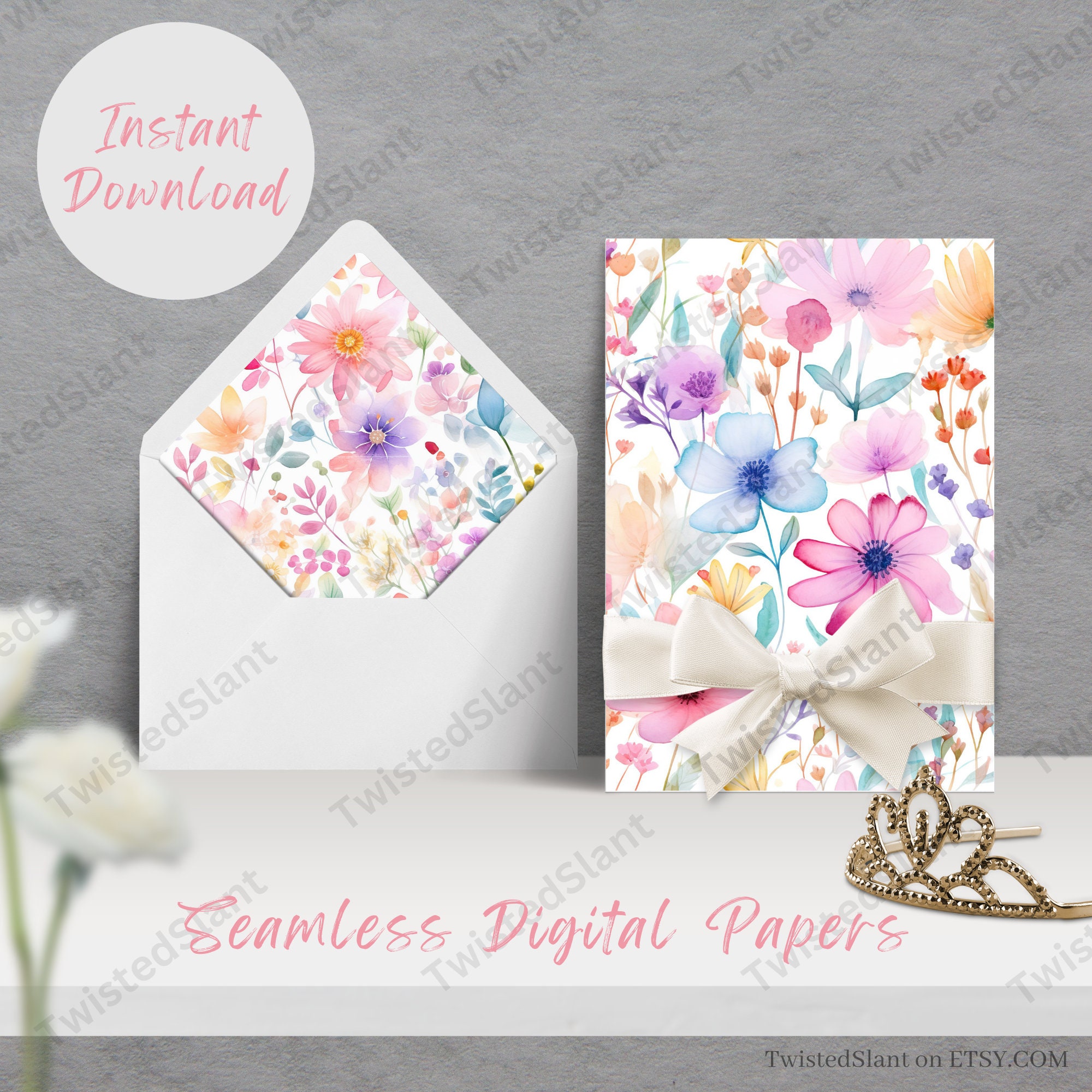 Spring Floral Medley Digital Paper | INSTANT DOWNLOAD | Watercolor ...