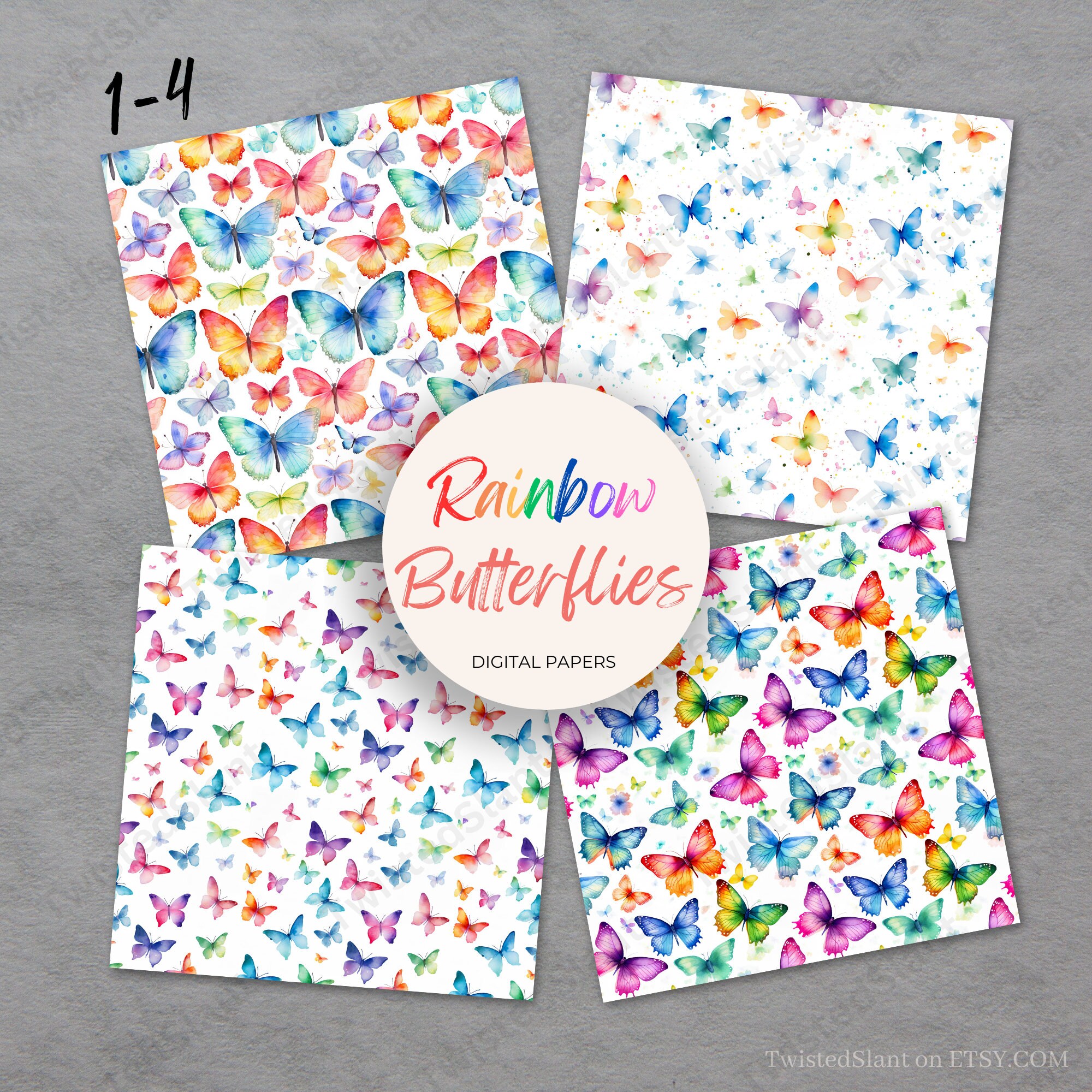 Bright Butterflies Digital Paper | INSTANT DOWNLOAD | Butterfly Digital ...