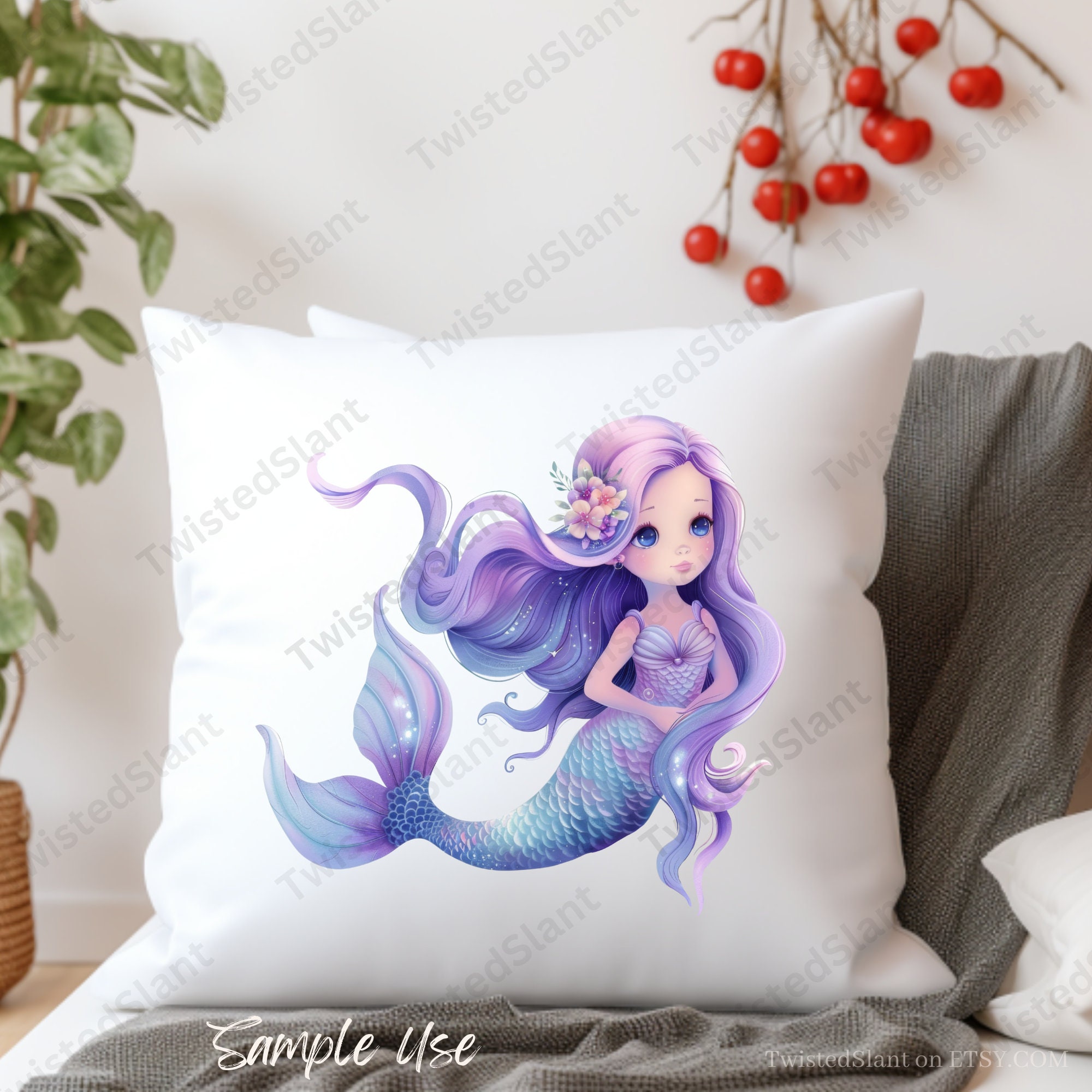 Watercolor Mermaid Clipart Bundle INSTANT DOWNLOAD Little Mermaid Png ...