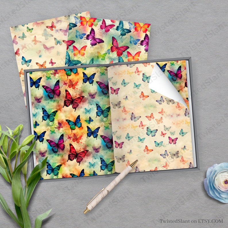 Bright Butterflies Digital Paper INSTANT DOWNLOAD Butterfly Digital ...