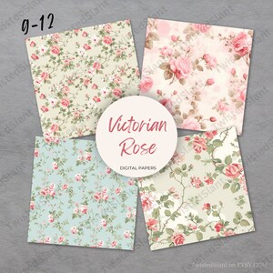 Vintage Shabby Victorian Rose Digital Paper | INSTANT DOWNLOAD | Shabby ...